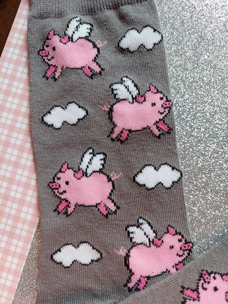 When Pigs Fly Ladies Knee Hi Socks
